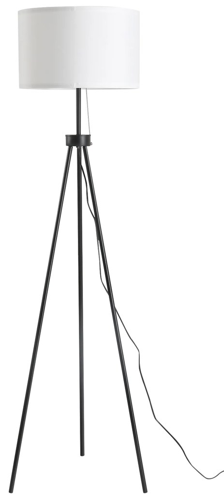 HOMCOM Stojací lampa Moderní stojací lampa E27, ocel a polyester, černobílá, 37x37x152cm, stylové osvětlení do obývacího pokoje a ložnice | Aosom.de