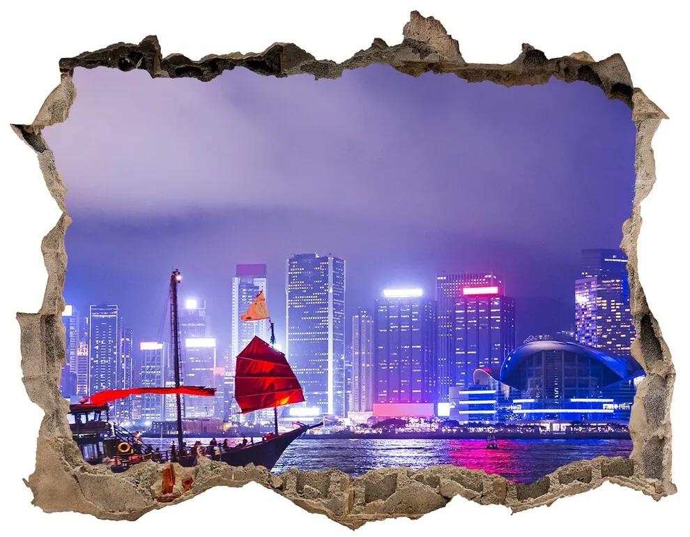 Wallmuralia Nálepka fototapeta 3D výhled Hong kong noc 95x64 cm