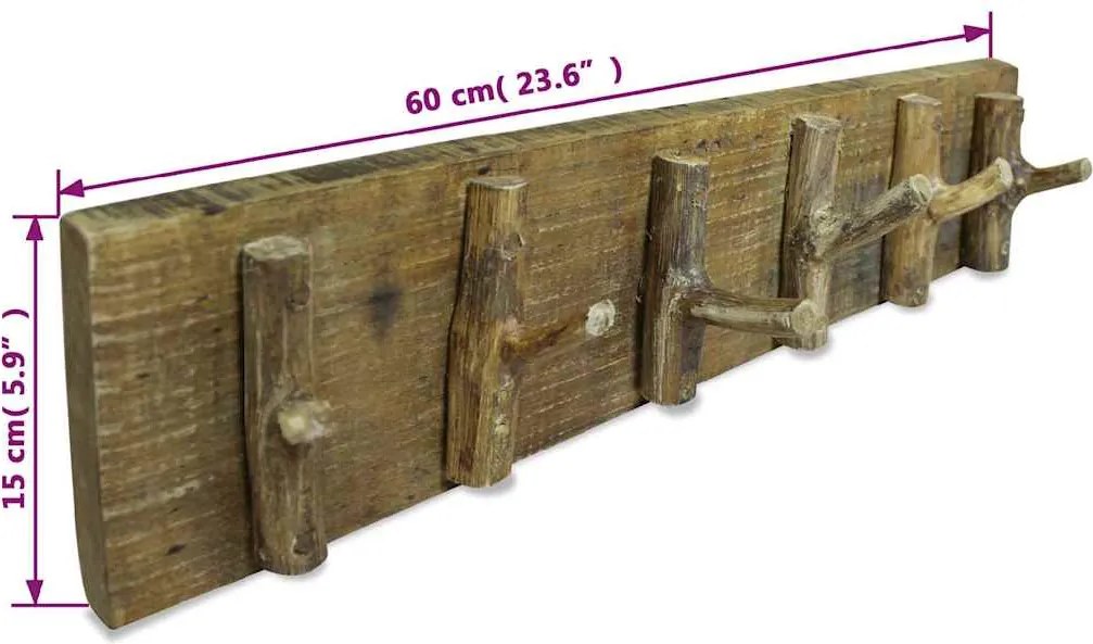 Věšák na kabáty směs recyklovaného dřeva 60 x 15 cm 244501