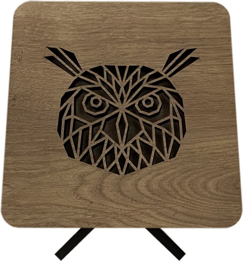Li-Go "Hlava sovy" lampa 19x19 cm provedení povrchu: ořech