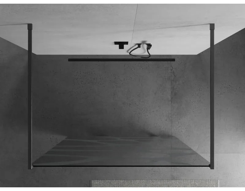 Mexen Kioto, sprchová zástěna Walk-In 120 x 200 cm, 8mm čiré sklo bílý vzor, grafitový profil, 800-120-002-66-97
