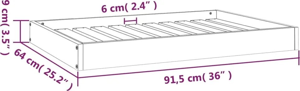 vidaXL Pelíšek pro psy 91,5 x 64 x 9 cm masivní borovice [820863] Barva: Černá