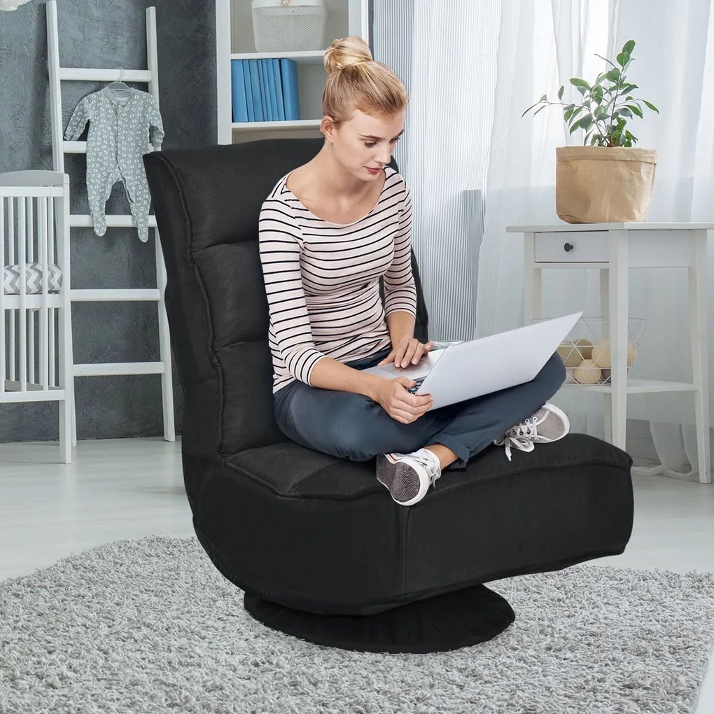 Costway Relaxační křeslo, polohovatelné, skládací křeslo, otočné podlahové