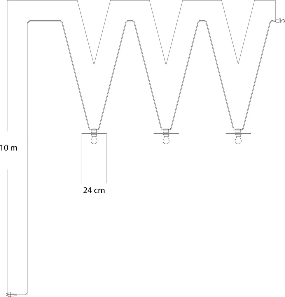 creative cables Světelný řetěz LUMET 'maioliche', textilní kabel od 10m délky, 3x objímky a stínidla, háček a zástrčka, IP44 Barva: Žluto-zelená