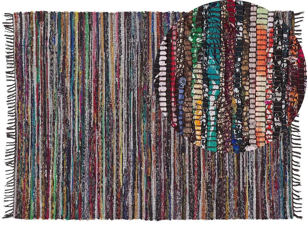 Krátkovlasý tmavý barevný bavlněný koberec 160x230 cm DANCA Beliani