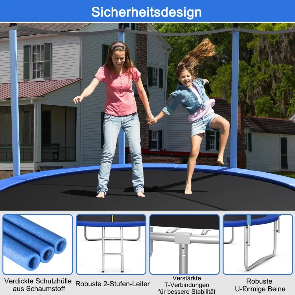 Costway Ø 244 cm trampolína venkovní trampolína pro děti a dospělé černá +