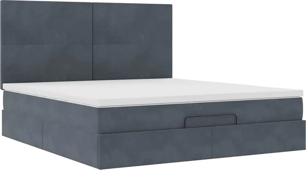 Osmanský rám postele s matracíes tmavě šedá 180x200cm samet 3313416