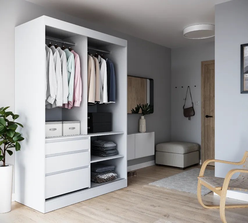 ADRK Furniture Posuvná skříň se zrcadlem HAIDAR 140 ADRK-SW-HAI-140-W