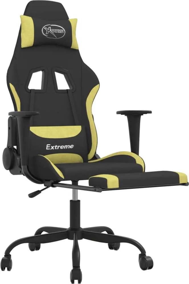 vidaXL Masážní herní židle s podnožkou černá a textil [345486] Barva: krémová