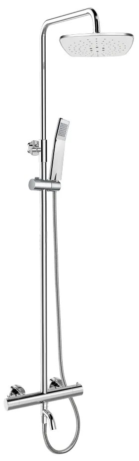 Mereo Mereo, Termostatická nástěnná vanová baterie s hadicí, ruční a talířovou hranatou sprchou 225x225mm, CB60101TSB