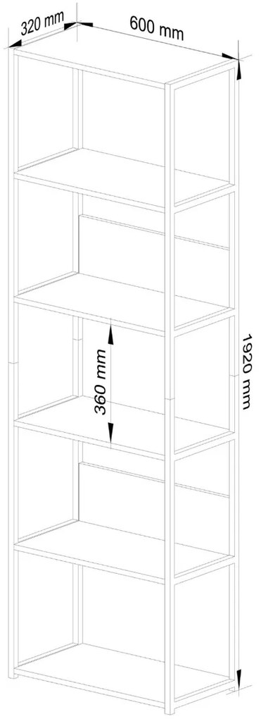 Regál LOFT 60 cm bílý/dub sonoma