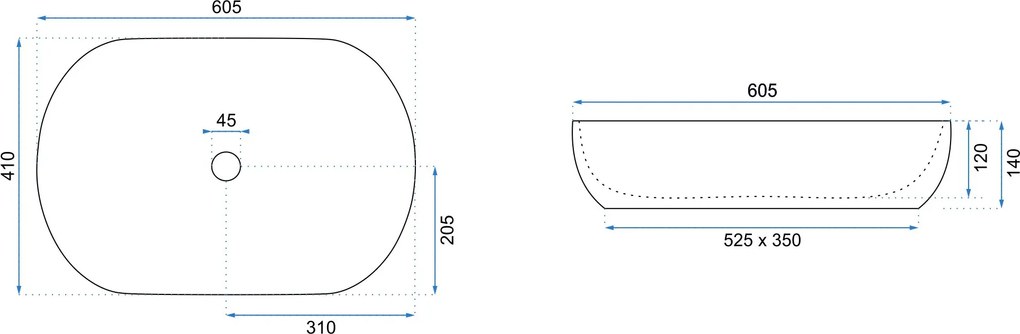 Rea Cleo umyvadlo, 61 x 41 cm, bílá, REA-U0024
