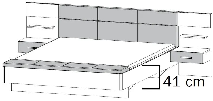 Postel s nočními stolky Mosbach 180x200 cm, dub stirling/šedá