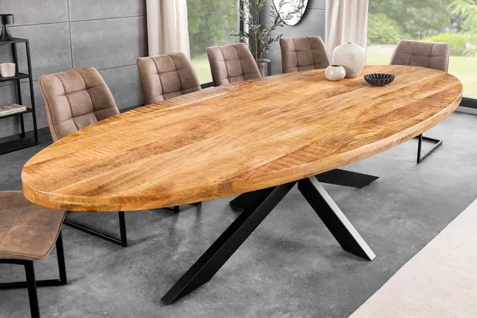 Oválný jídelní stůl z masivu Galaxie mango 240cm