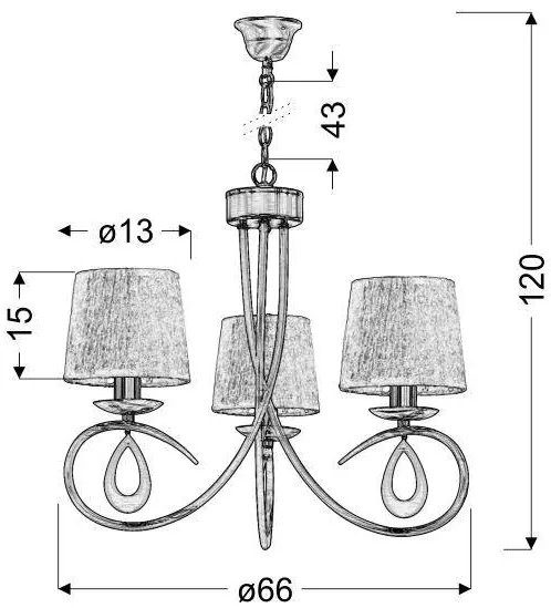 Bílý závěsný lustr Arnika pro žárovku 3x E14  - Candellux