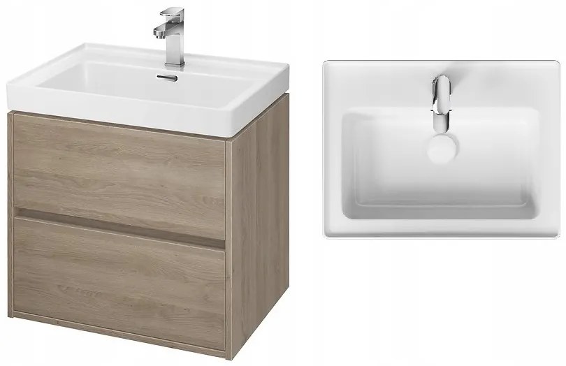 Cersanit Crea, závěsná skříňka s umyvadlem 60cm, set B114, dub, S801-288
