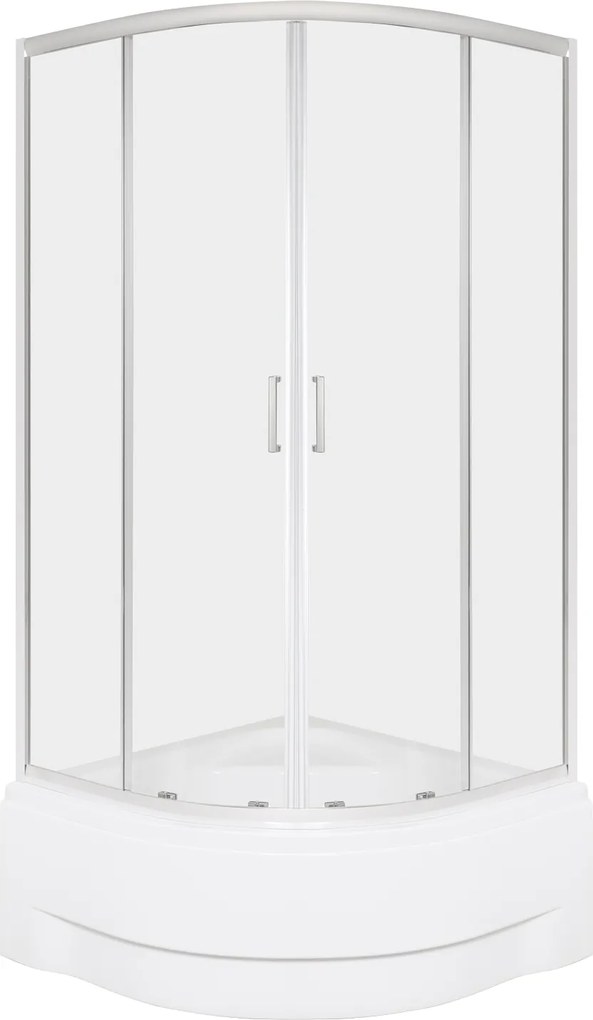 Novoterm Čtvrtkruhový sprchový kout NV-Aruba GL CHR 80 SV, chrom/transparent + hluboká vanička bílá