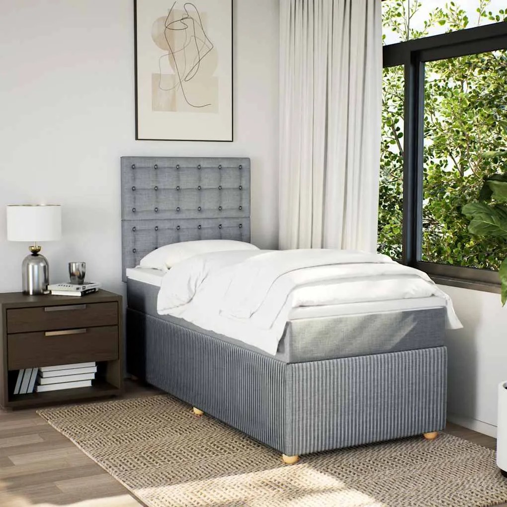 Box spring postel s matrací světle šedá 90x200 cm textil 3291953