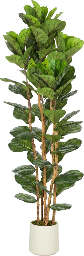 HOMCOM umělý fíkovník (Fiddle Leaf Fig), 180 cm, 91 listů, kmen z masivního dřeva, v květináči — realistická plastová rostlina do obýváku, ložnice, k…