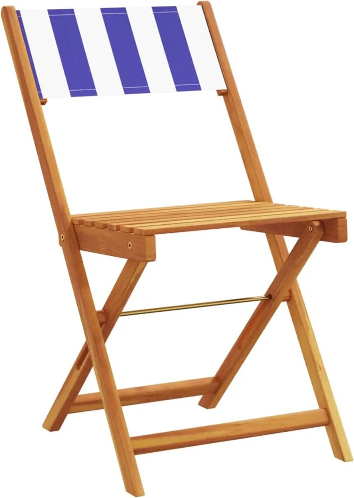 3dílný bistro set modrý a bílý textil a masivní dřevo 3281873