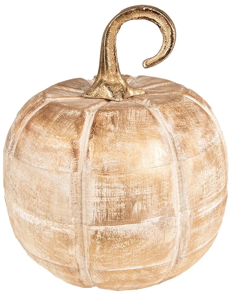 Zlatá dekorativní dřevěná socha dýně Pumpkin - Ø18*18 cm