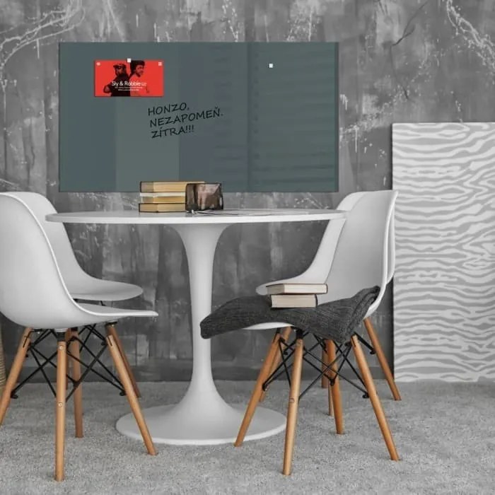 Šedá antracitová skleněná pracovní a kancelářská tabule Smatab® - 100 x 65 cm
