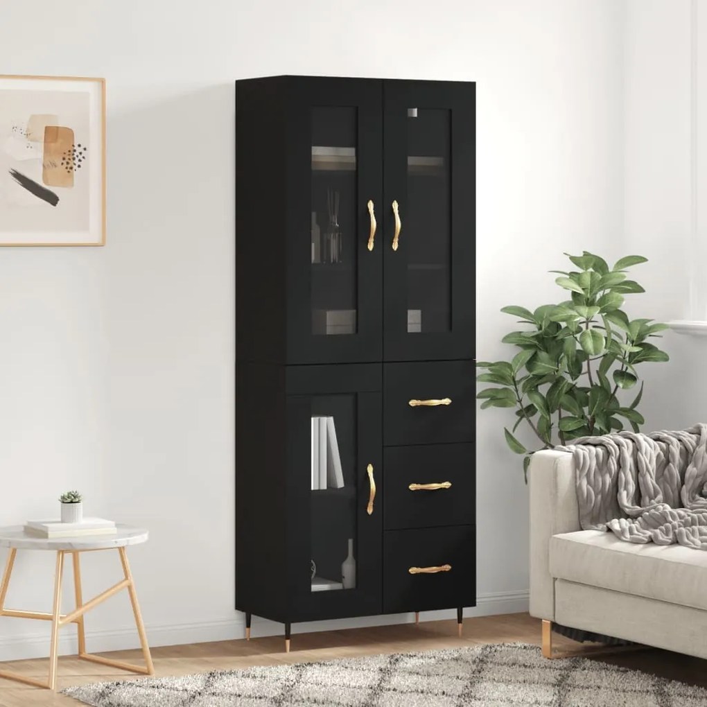 vidaXL Skříň highboard 69,5 x 34 x 180 cm kompozitní dřevo [3198579] Barva: bílá s vysokým leskem