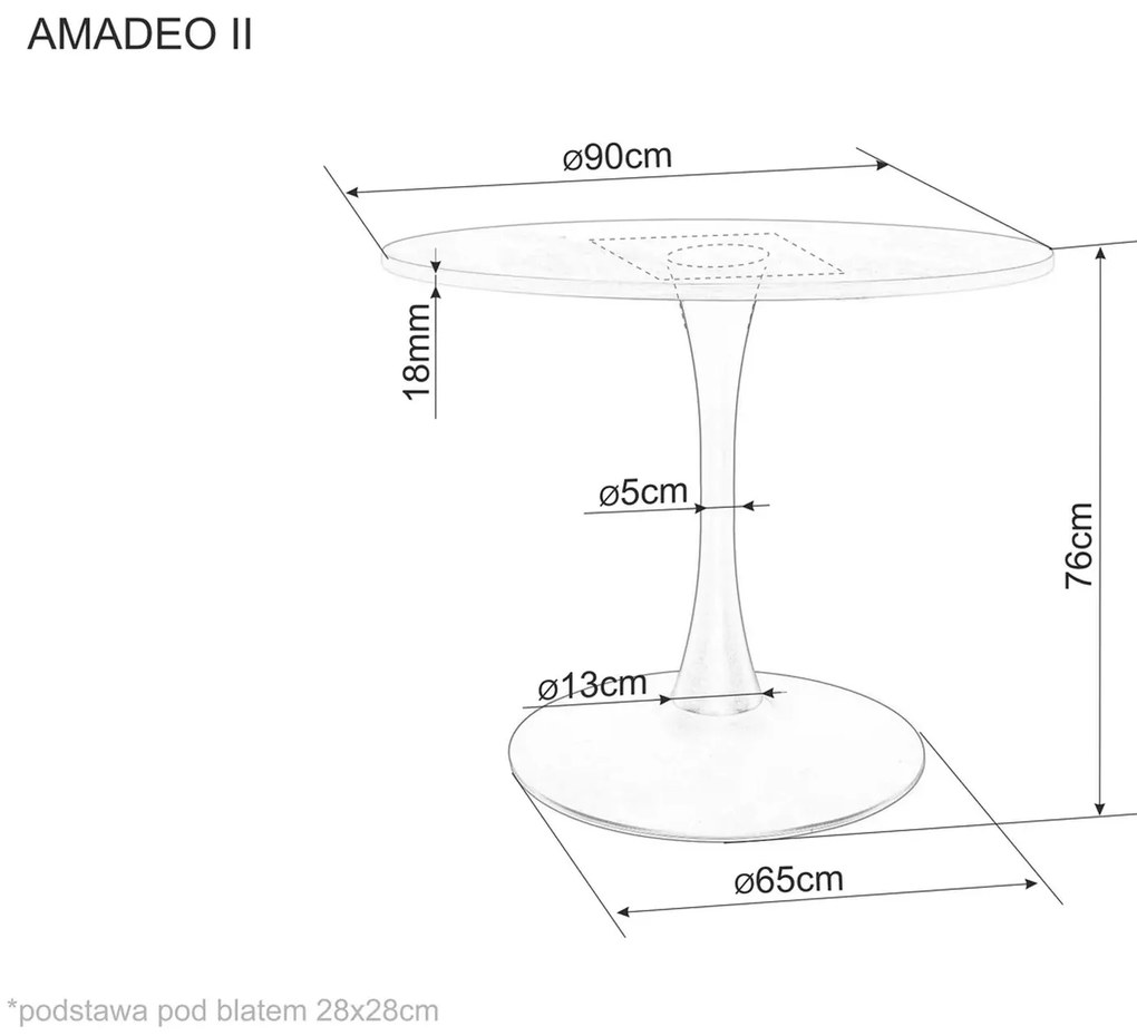 Kulatý jídelní stůl AMADEO II 90x90 cm, dekor dub