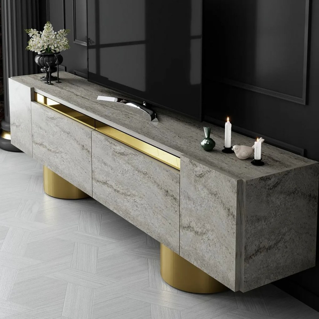 Televizní stolek Bohem Travertine and Gold