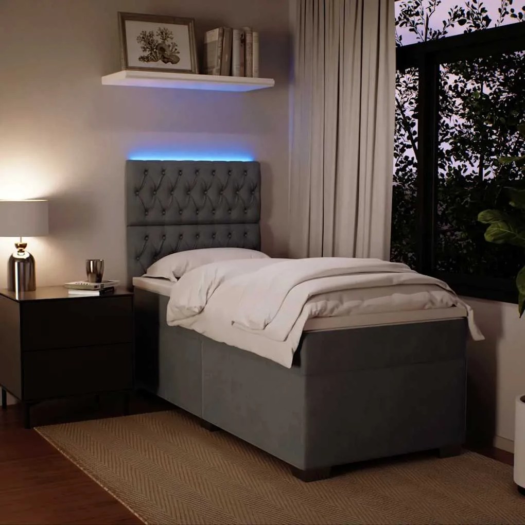 Box spring postel s matrací tmavě šedá 80 x 200 cm samet 3293069