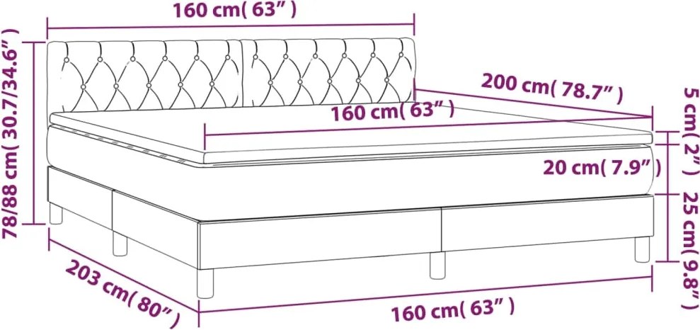 Box spring postel s matrací černá 160x200 cm samet 3141493