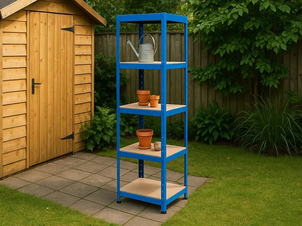 Regál 180x40x40 cm lakovaný 5-policový, nosnost 875 kg - modrý - 2ks