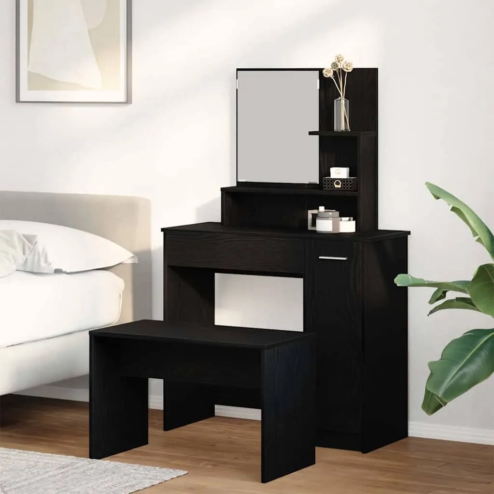 Sada toaletního stolu 2 ks Černý dub 86,5 x 35 x 136 cm 3333076