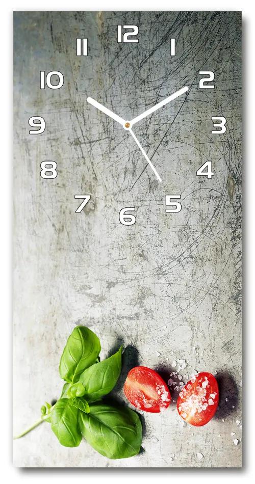 Wallmuralia Nástěnné hodiny Rajčata a bazalka 30x60 cm