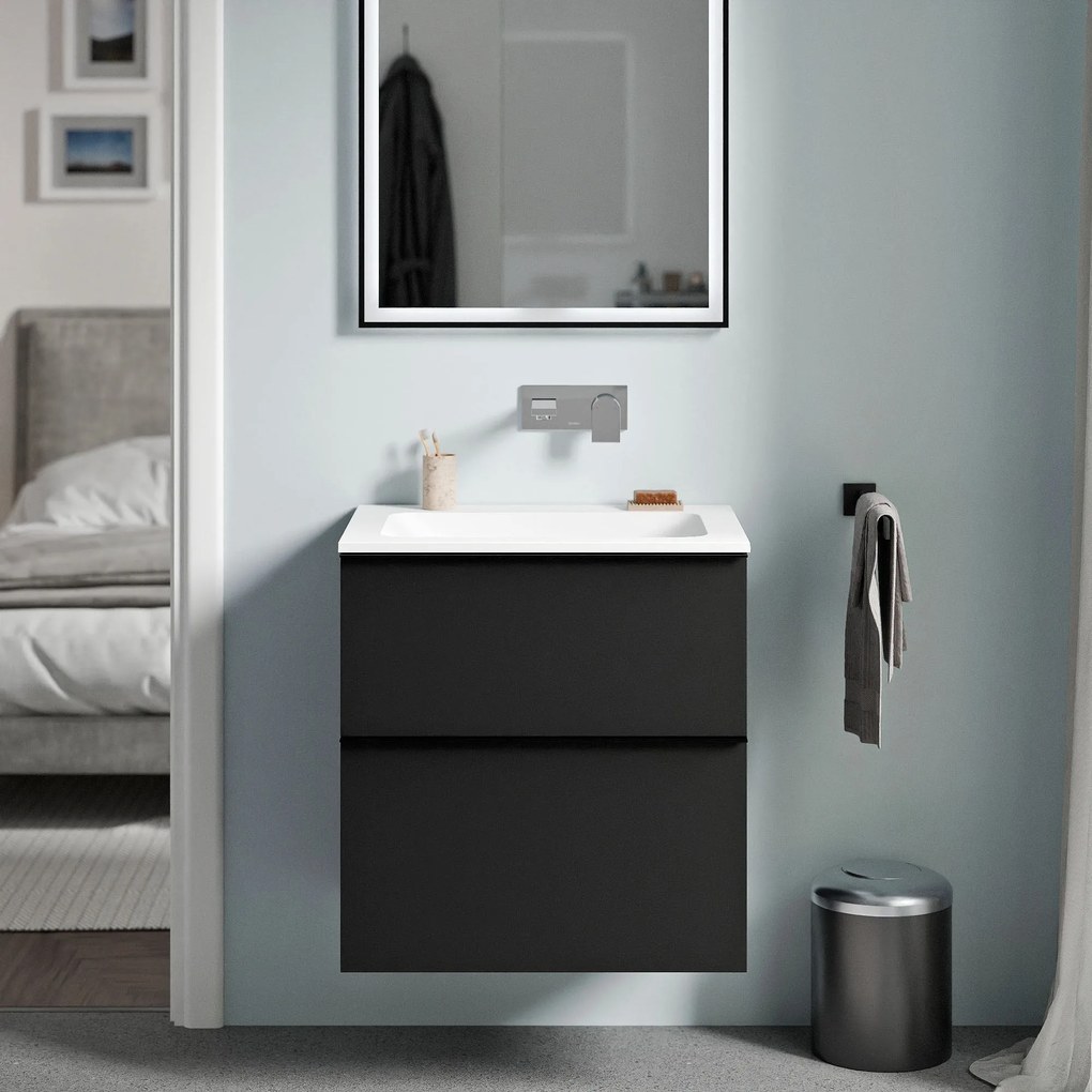 Koupelnová skříňka LAVOA 60 cm s umyvadlem z minerálního odlitku CREAM