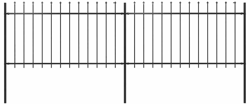 Zahradní plot s kopím nahoře ocelový 337 x 100 cm černý 277612