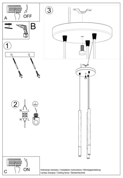Sollux SL.0890 - Lustr na lanku MOSAIC 3xG9/12W/230V černá/měď