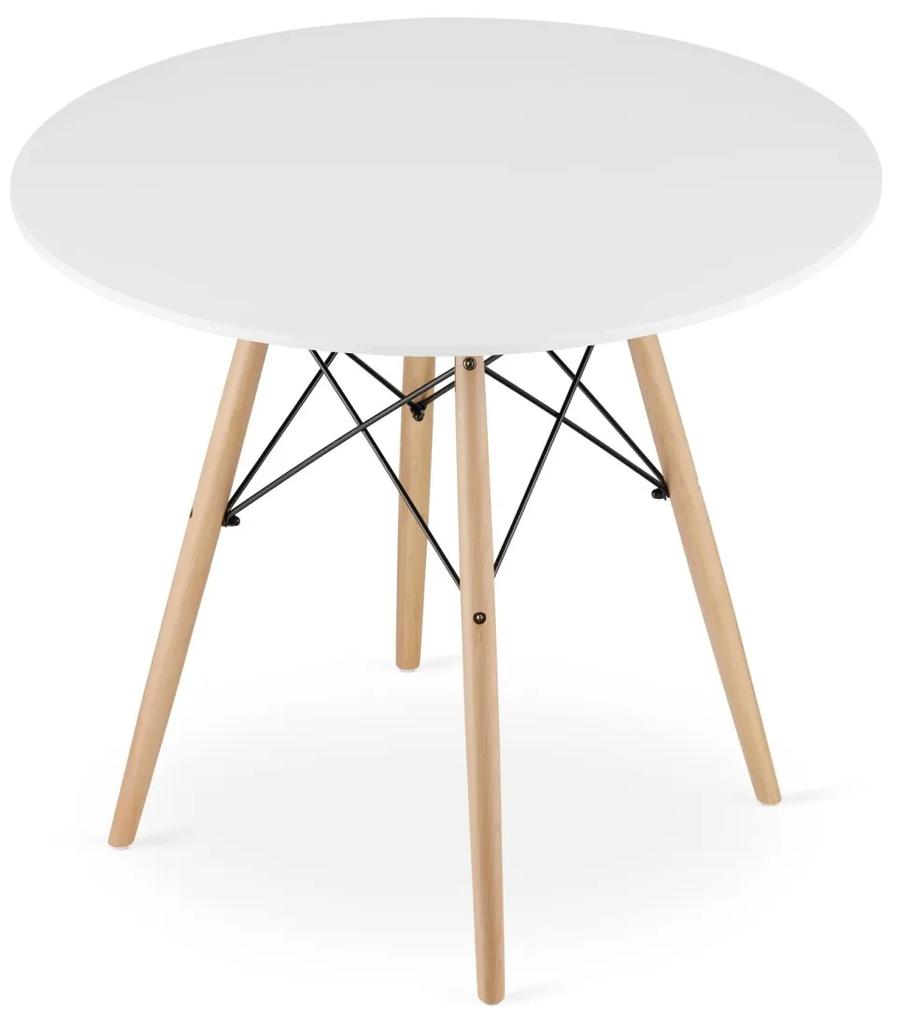 Moderní skandinávský konferenční stolek, bílá kulatá deska, 90 cm
