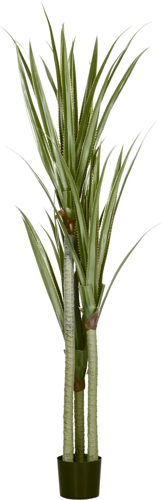Umělá rostlina yucca HOMCOM v květináči 190 cm - 39 realistických listů pro dekoraci domova, obývacího pokoje, kanceláře a zahrady Ø17x190 cm Zelená