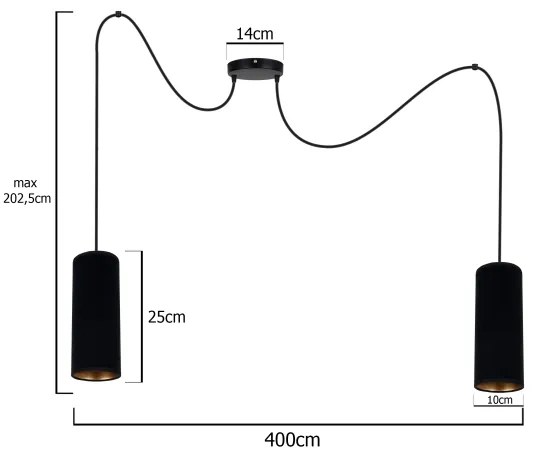 Lustr na lanku AVALO 2xE27/60W/230V pavouk černá