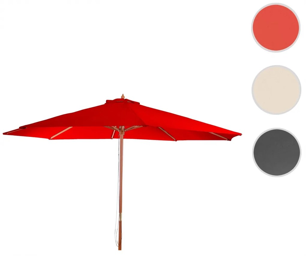 Slunečník Florida Ø 3,5m - polyester/dřevo - bordeaux