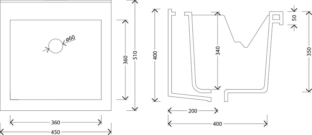 Aqualine 45 x 50 cm WH118 Keramická výlevka  s přepadem