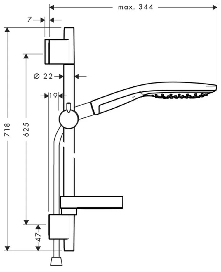 Hansgrohe Raindance Select S, sprchová souprava 150 3jet se sprchovou tyčí 65 cm a miskou, chromová, HAN-27802000