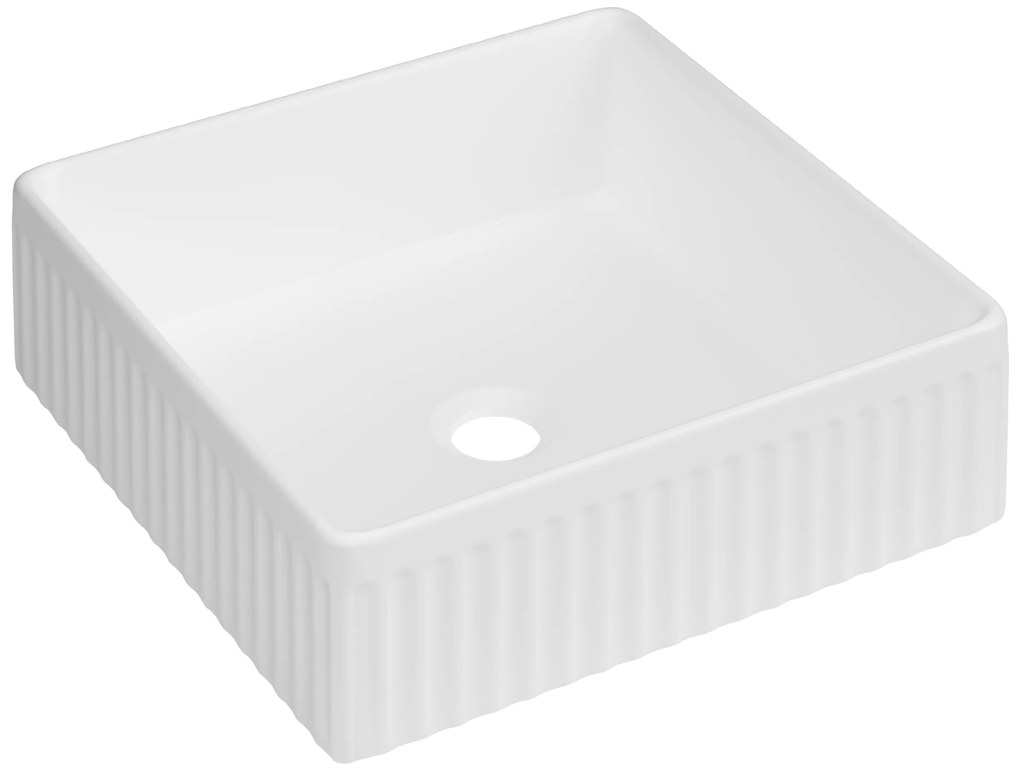 Invena Invena, čtvercové keramické umyvadlo 365x365x120 mm, bílá lesklá, INV-CE-63-K01-L