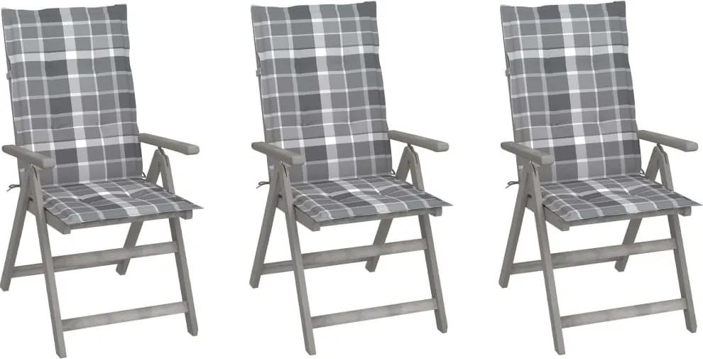 vidaXL Zahradní polohovací židle s poduškami 3 ks masivní akácie [3064738] Barva: Béžová
