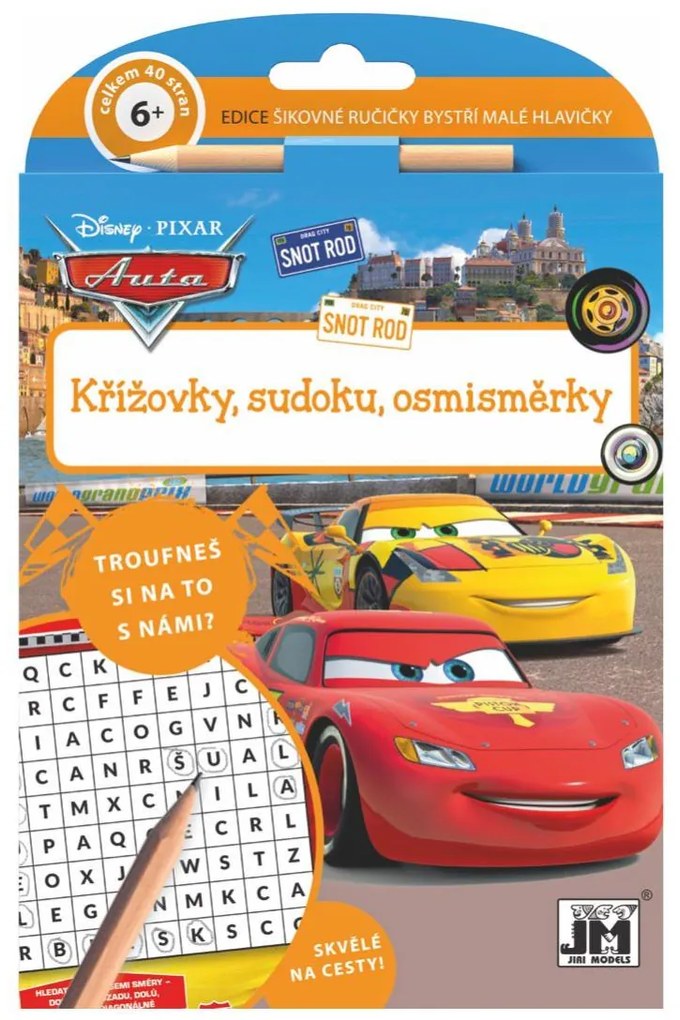 Jiri Models Křížovky, sudoku, osmisměrky s tužkou Auta/Cars 15x21cm