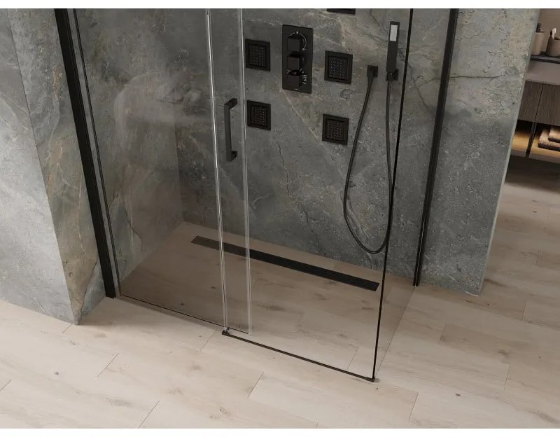 Mexen Omega sprchový kout 130x70cm, 8mm sklo, černý profil-čiré sklo, 825-130-070-70-00