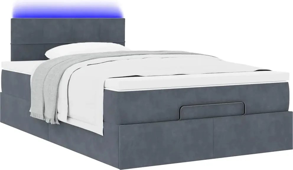 Osmanský rám postele s matrací tmavě šedá 120x200cm samet 3312615