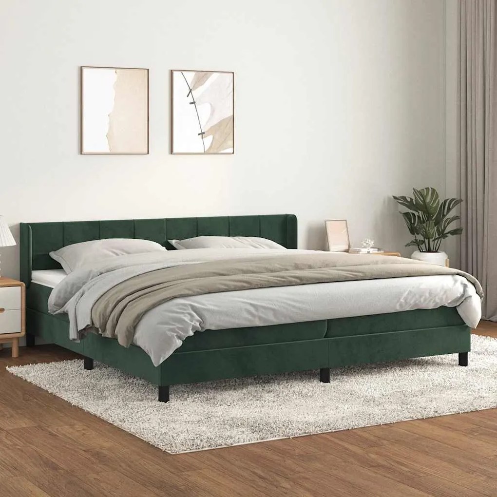 Box spring postel s matrací tmavě zelená 200x200 cm samet 3130982