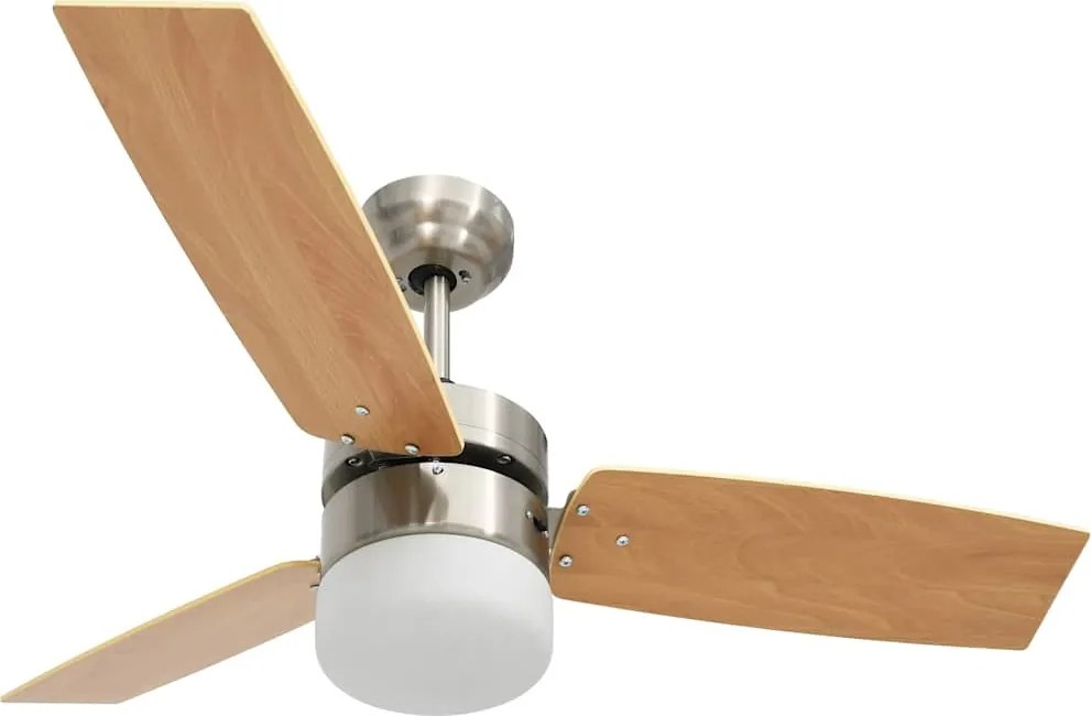 vidaXL Stropní ventilátor světlo a dálkový ovladač 108 cm světle hnědý [51491] Barva: tmavě hnědá